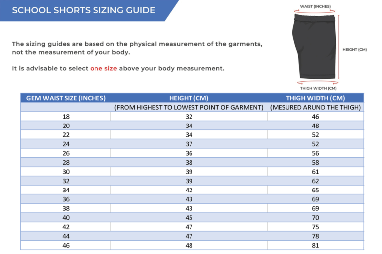 Uniform Hub Size Guide - Uniform Hub Sandton, Uniform Hub Sandton ...